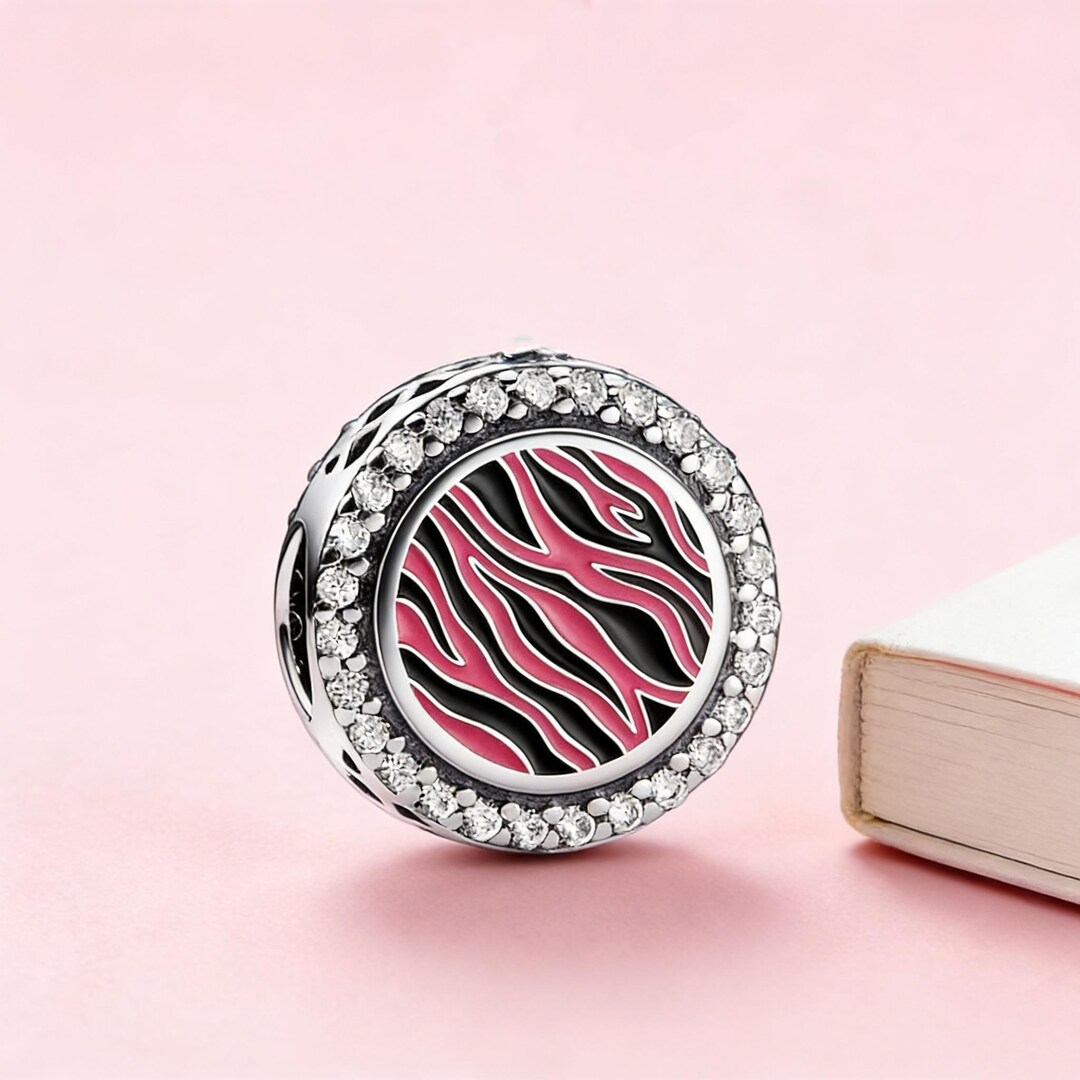 Pink Zebra Print Charm,925 Sterling Silver Charm,compatible With ...