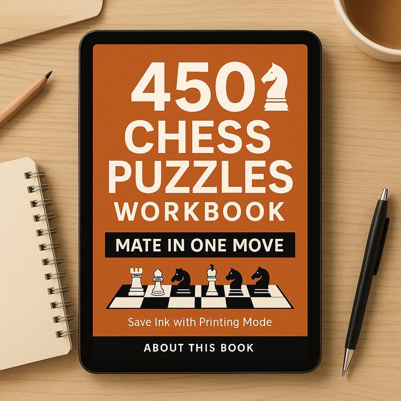Chess Puzzles Workbook: Mate in One Move - Brain Teasers (printable PDF ...