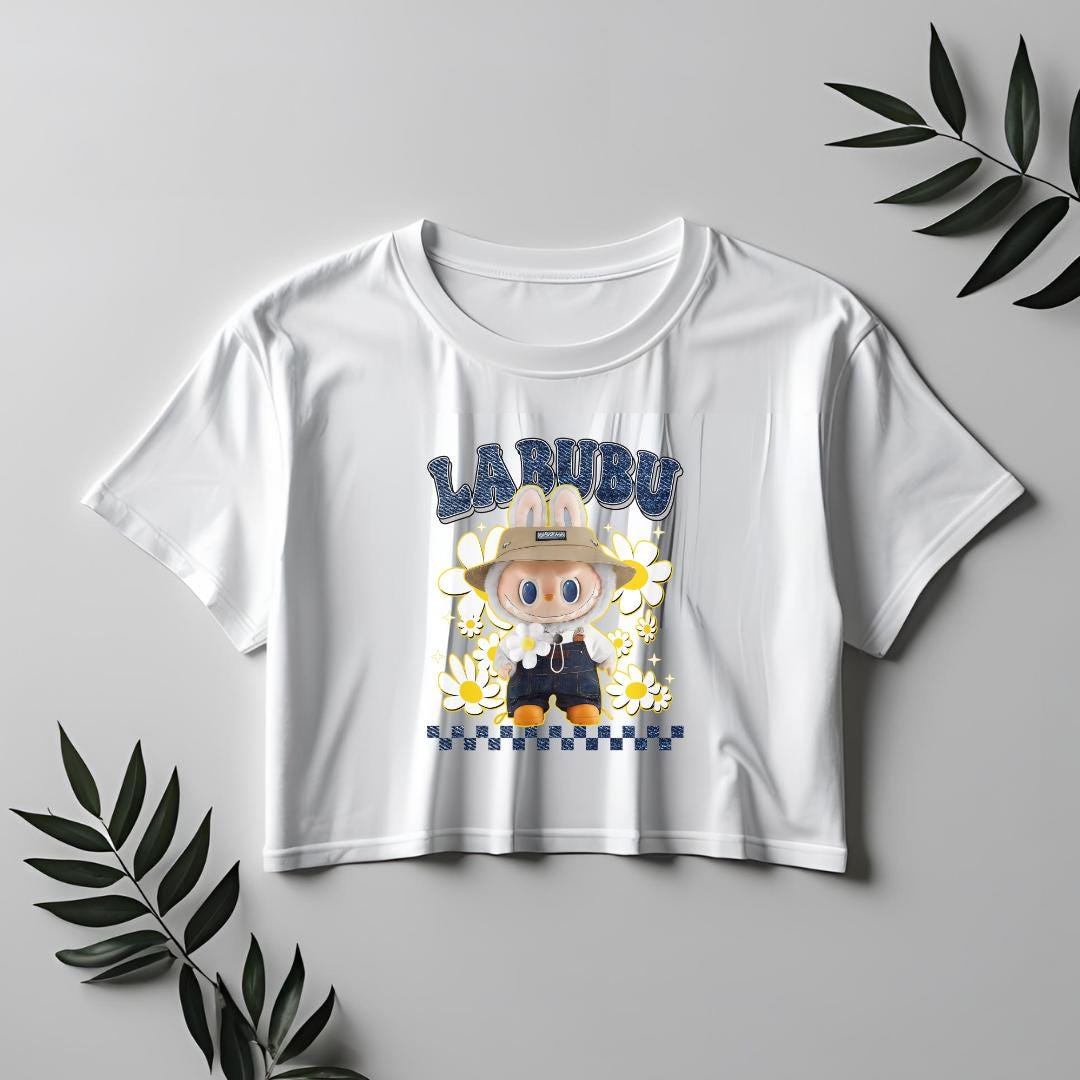 Boxy Cropped Daisy Labubu & Hippie Labubu Inspired T-shirt – Black or ...