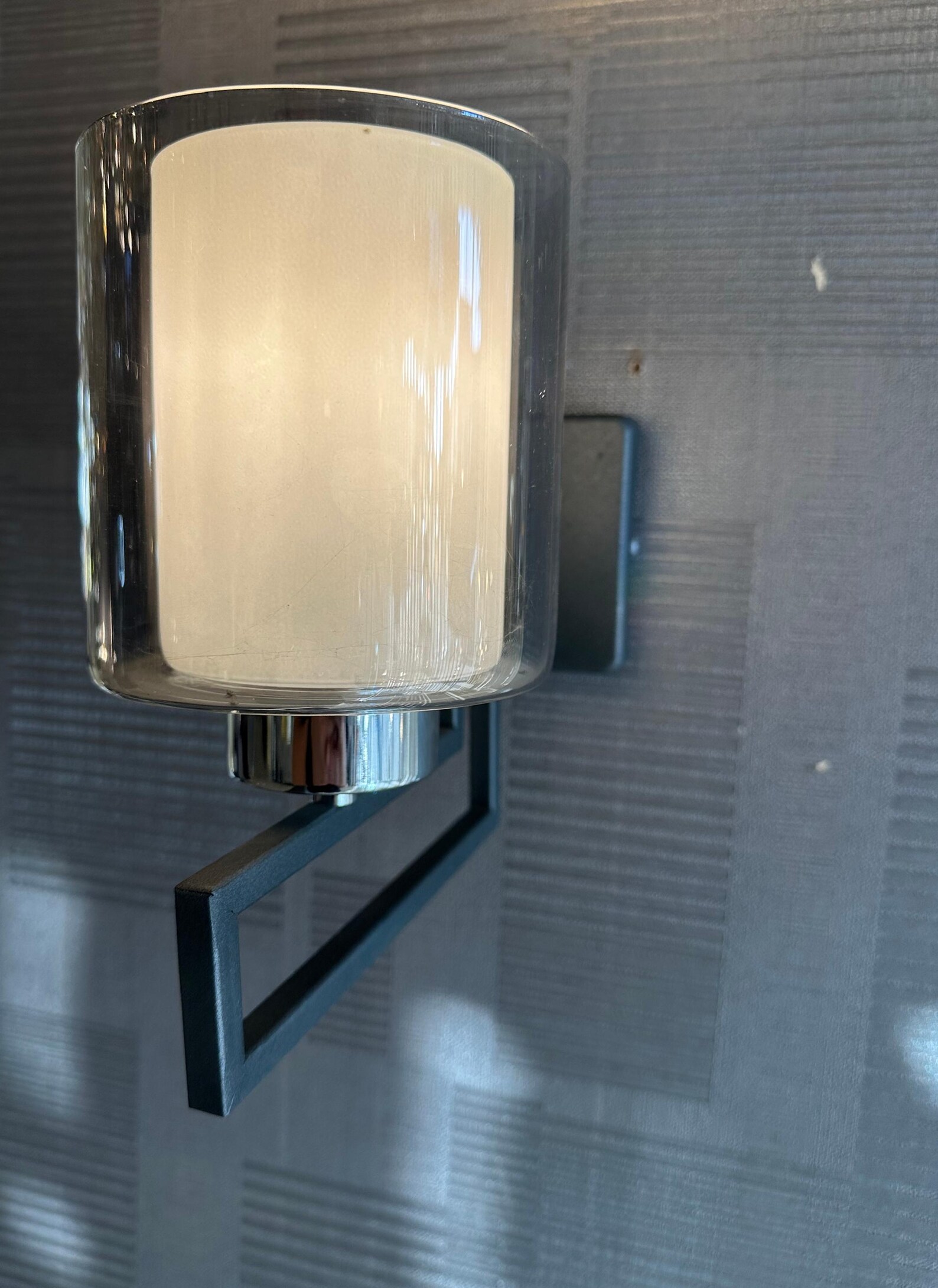 Handmade Black Metal Wall Sconce: Blown Glass Shade, Minimalist ...
