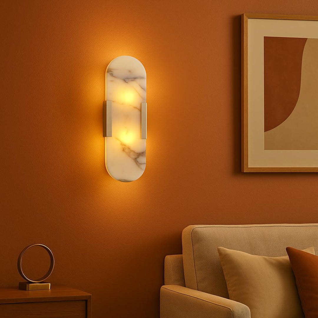 Handmade Marble Wall Sconce: Modern Minimalist Lighting - Etsy