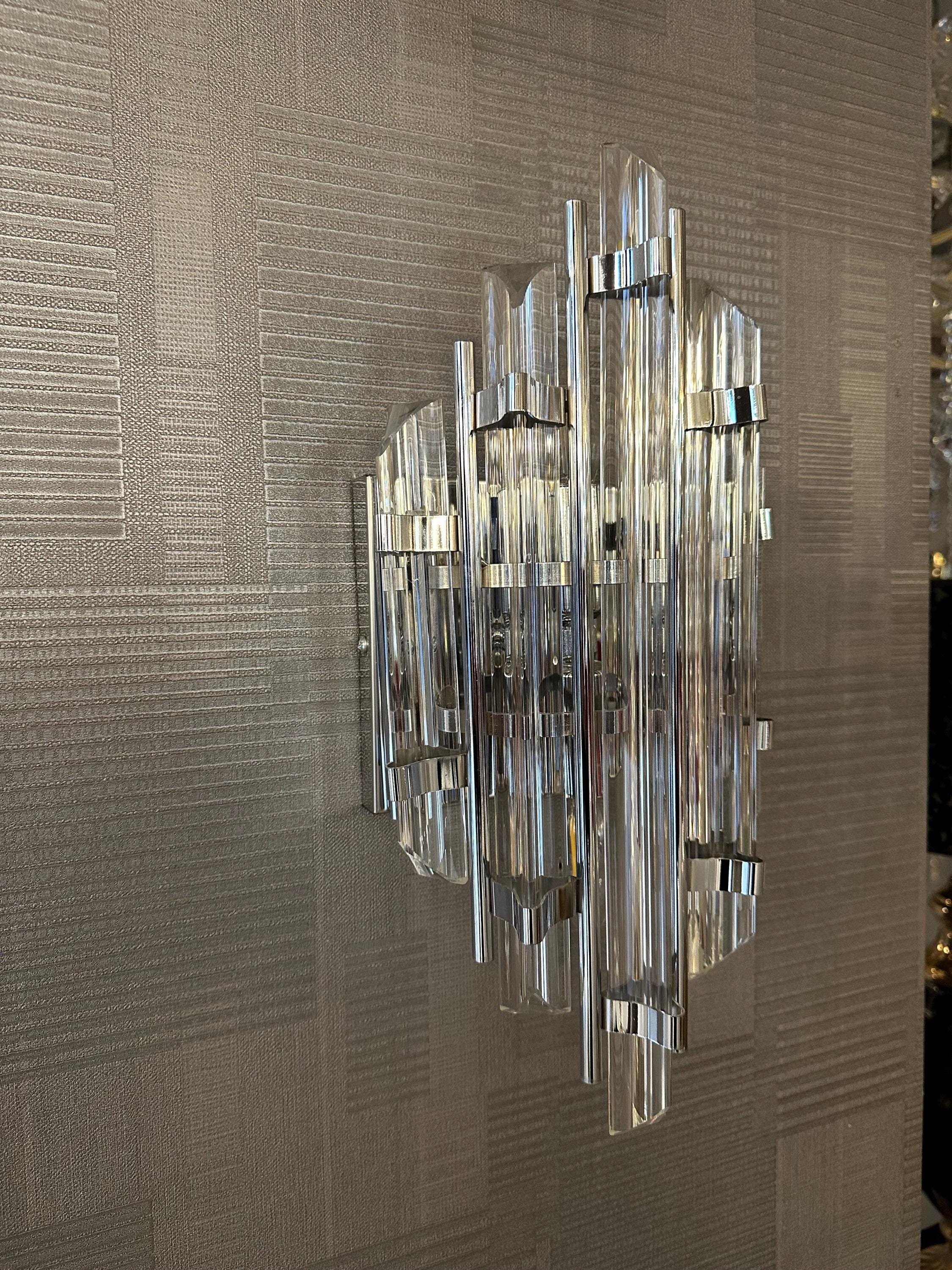 Modern Chrome Crystal Wall Sconce – Luxury Glass Tube Light for Elegant ...
