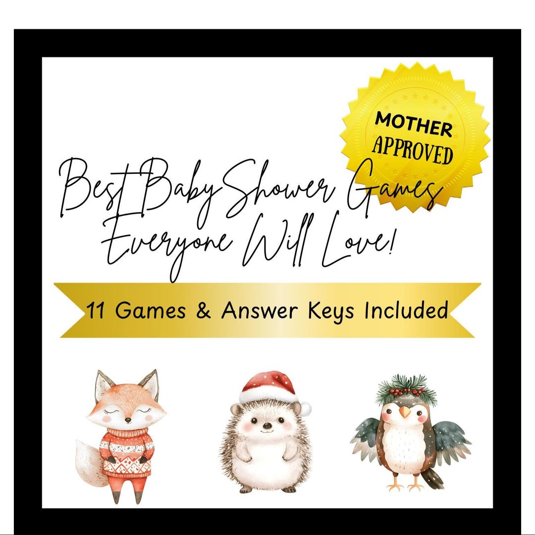 Holiday Woodland Animals Baby Shower Games Bundle: Printable Downloads ...