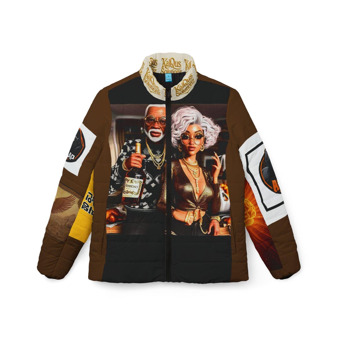 Womend Puffer Jacket (AOP), Ai Generated Graphics Jacket, POD Urban ...