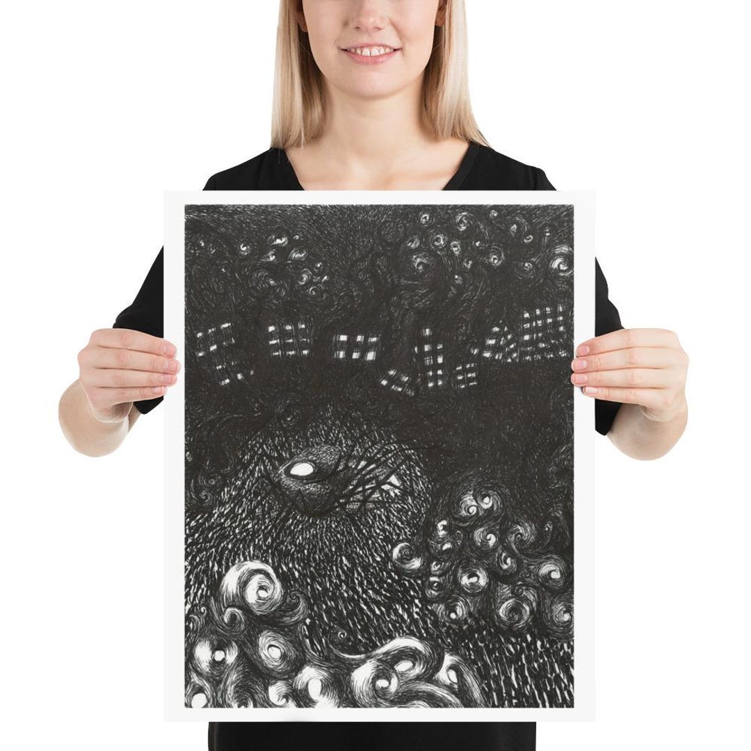 Poster. Original Pen and Ink Drawing Print - OUT OF PIT - Etsy