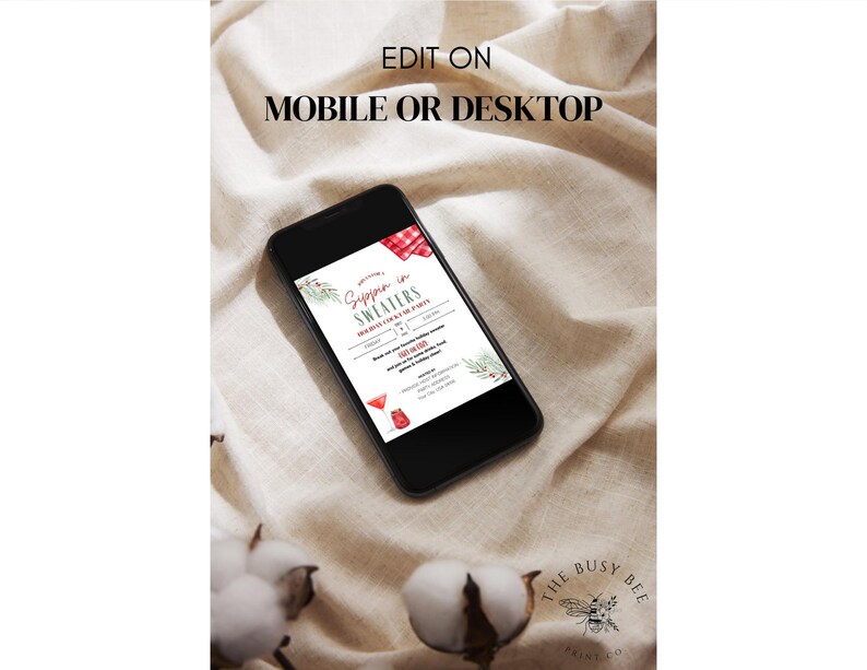 Sippin' in Sweaters Christmas Party Invitation: Editable Holiday ...