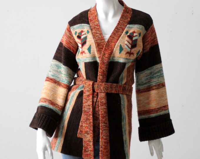 Vintage 70s Boho Wrap Cardigan Sweater - Etsy