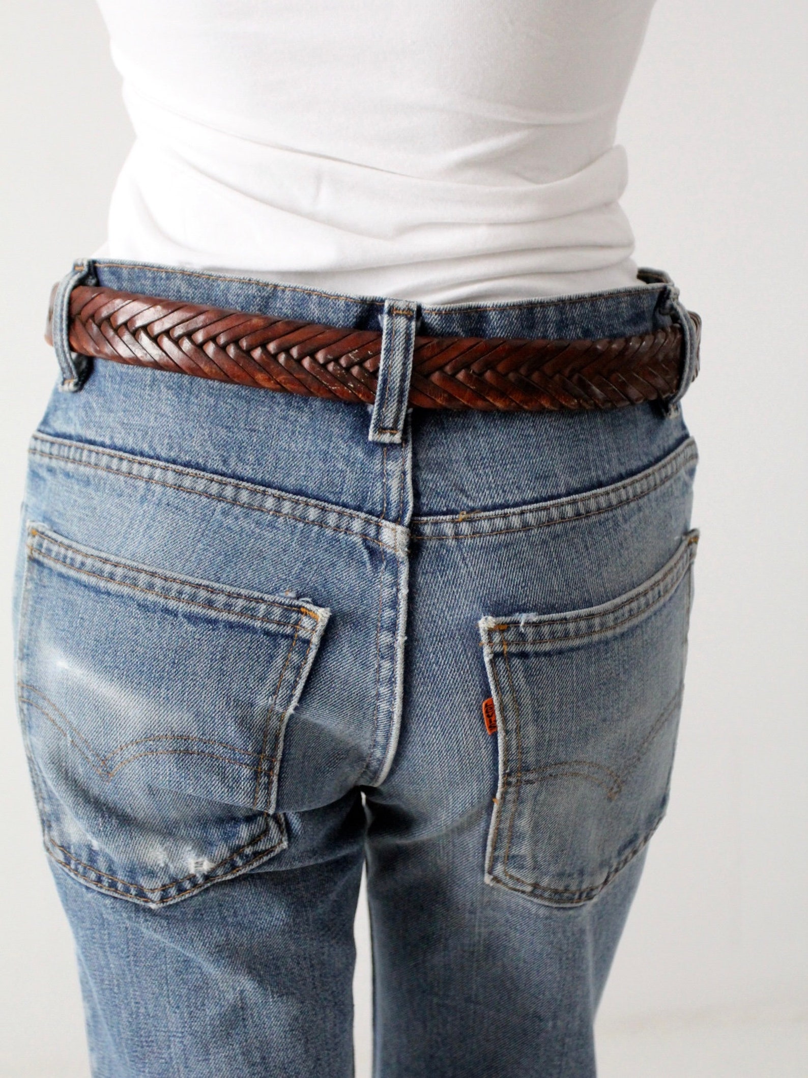 Vintage Braided Leather Belt With Solid Brass Buckle - Etsy