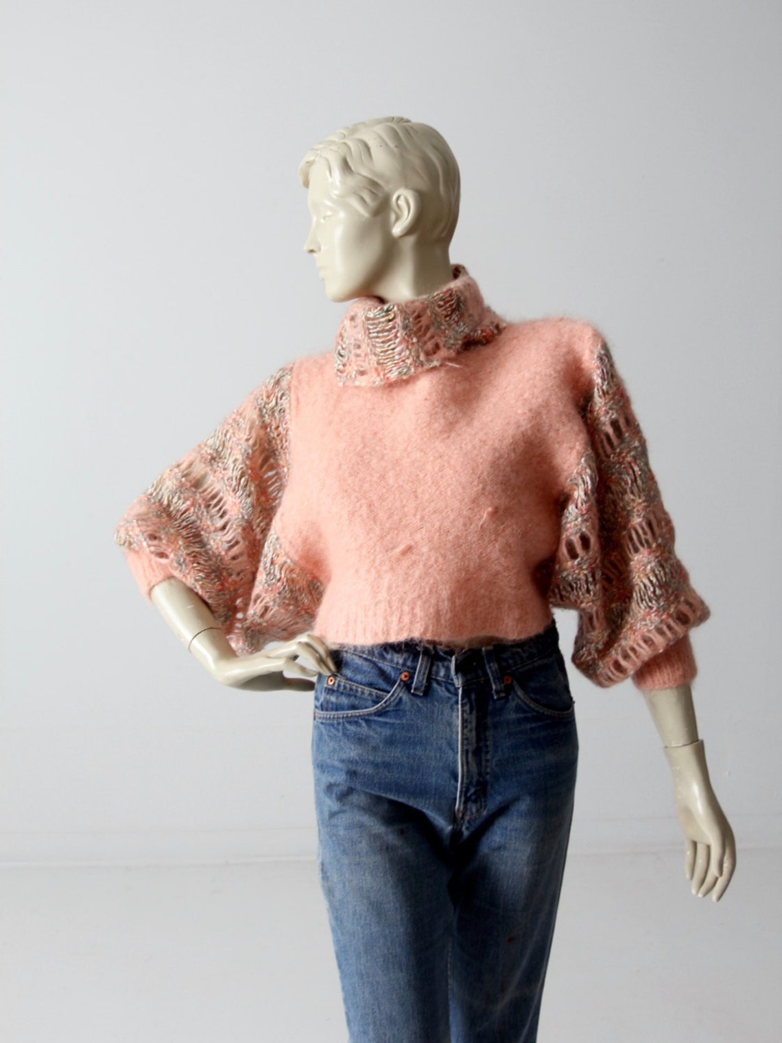 Vintage Big Sleeve Cropped Sweater - Etsy