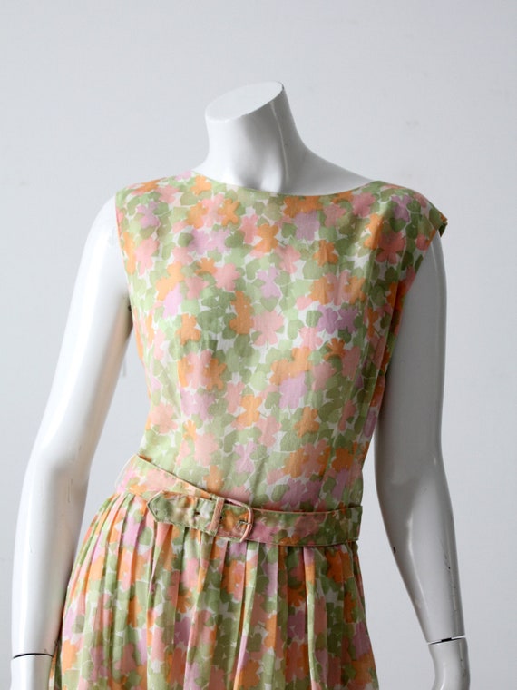 1960s floral sun dress with belt - Gem