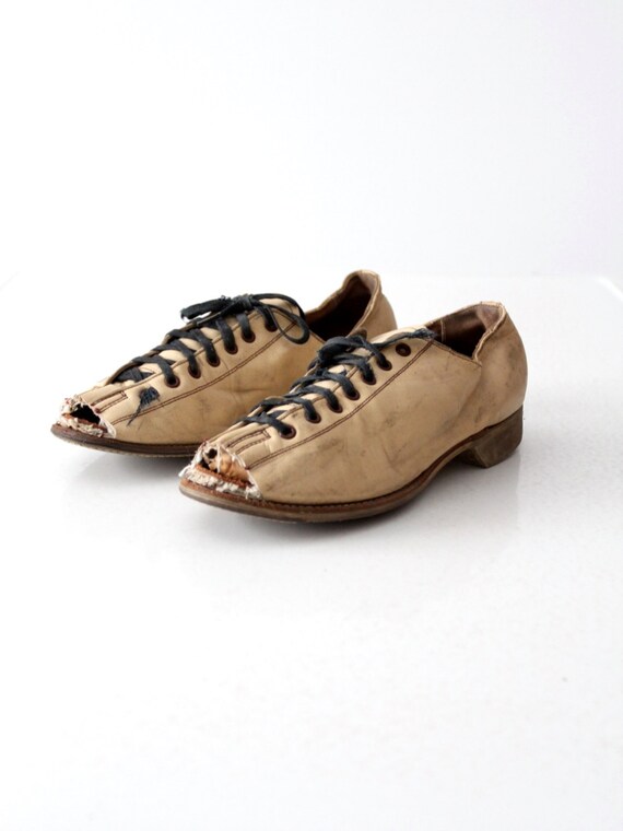 vintage Hyde bowling shoes, custom open toe leather l… - Gem