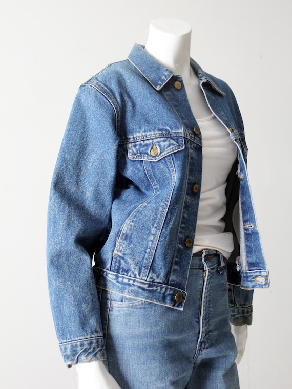 1970s denim jacket, small jean jacket, dark wash denim - Gem