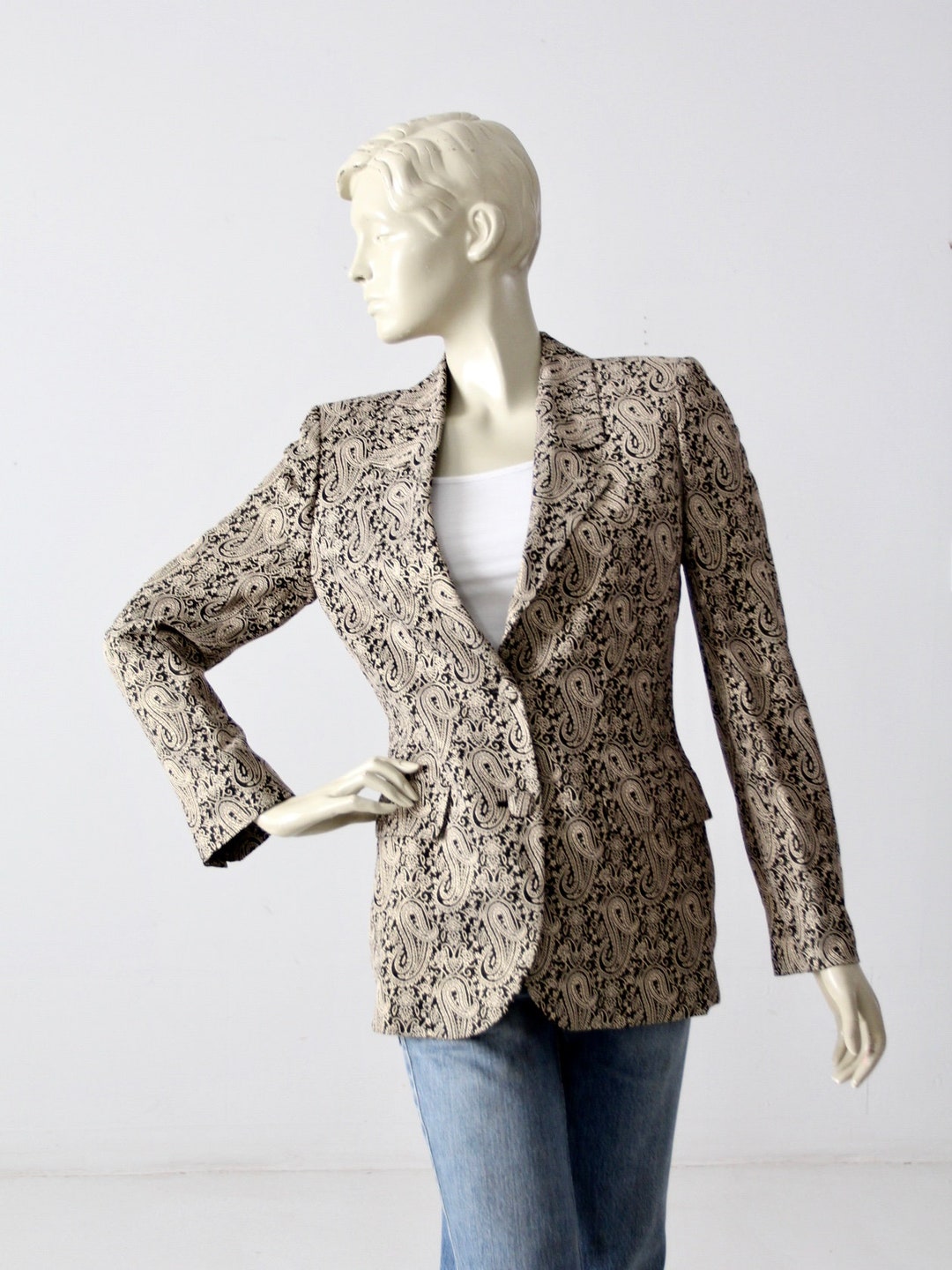 Alan Austin 1980s Vintage Paisley Metallic Blazer - Etsy