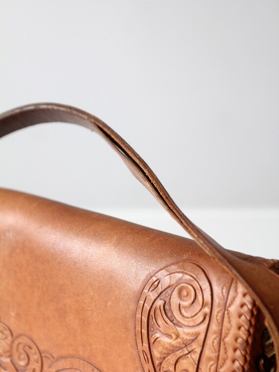 vintage tooled leather bag, western satchel - Gem