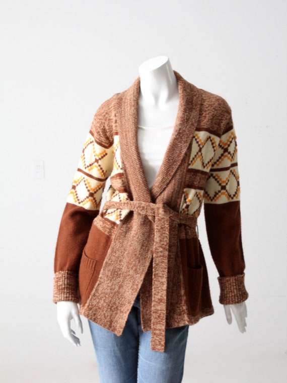 vintage 70s hippie cardigan wrap sweater - Gem