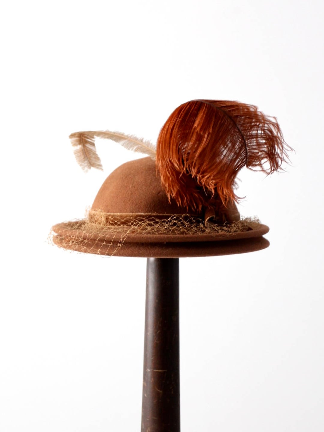 Vintage 1940s Feathered Hat, Brown Plume Hat - Etsy
