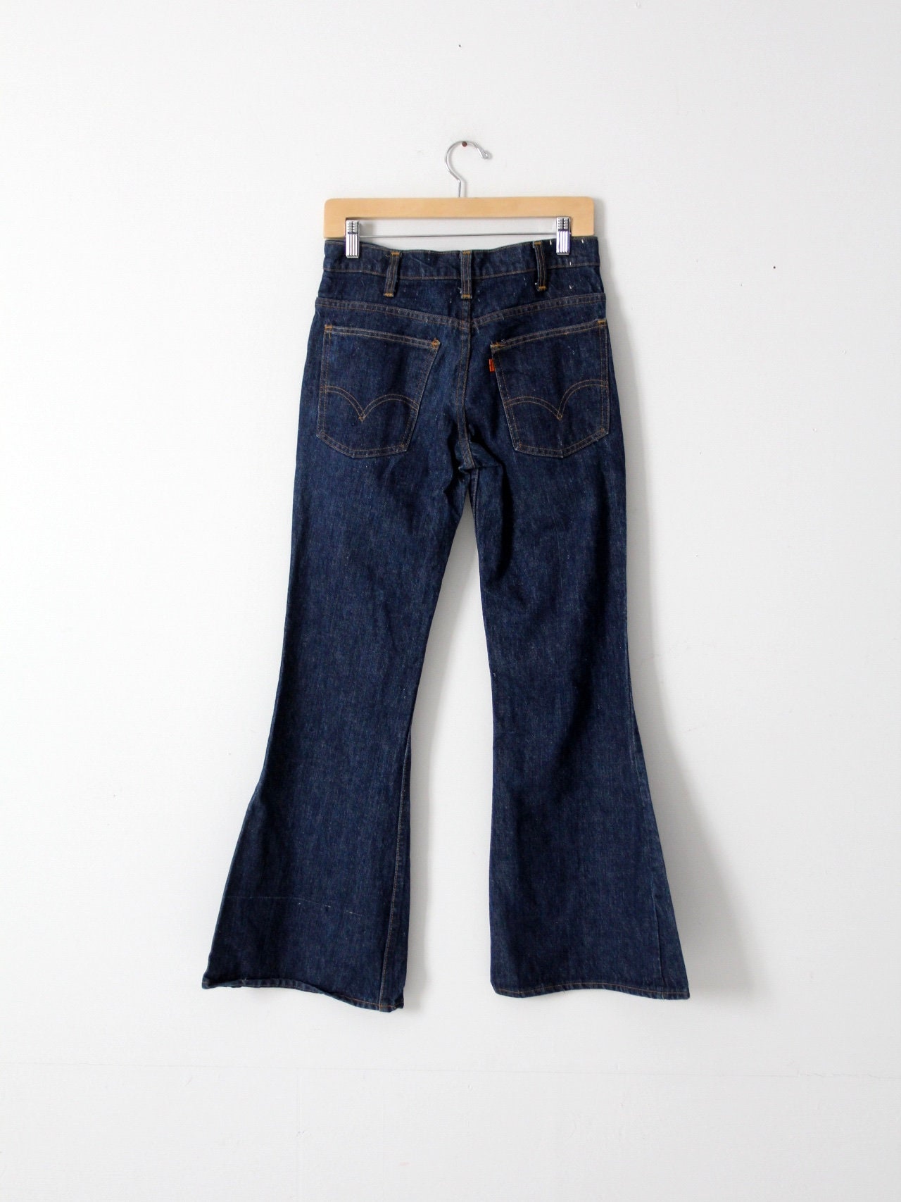 1970s Levis Bell Bottom Jeans 30 X 31, Vintage Dark Wash 1970s Levis Bell Bottom Jeans 30 X 31, Vintage Dark Wash