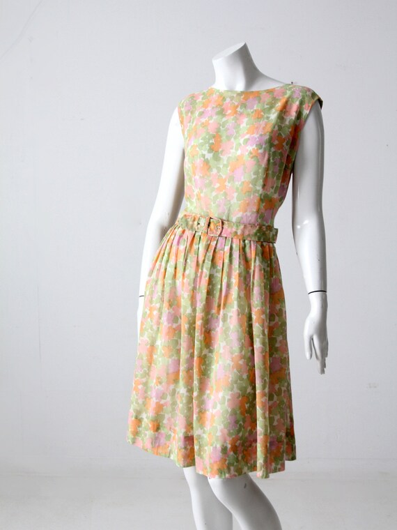 1960s floral sun dress with belt - Gem