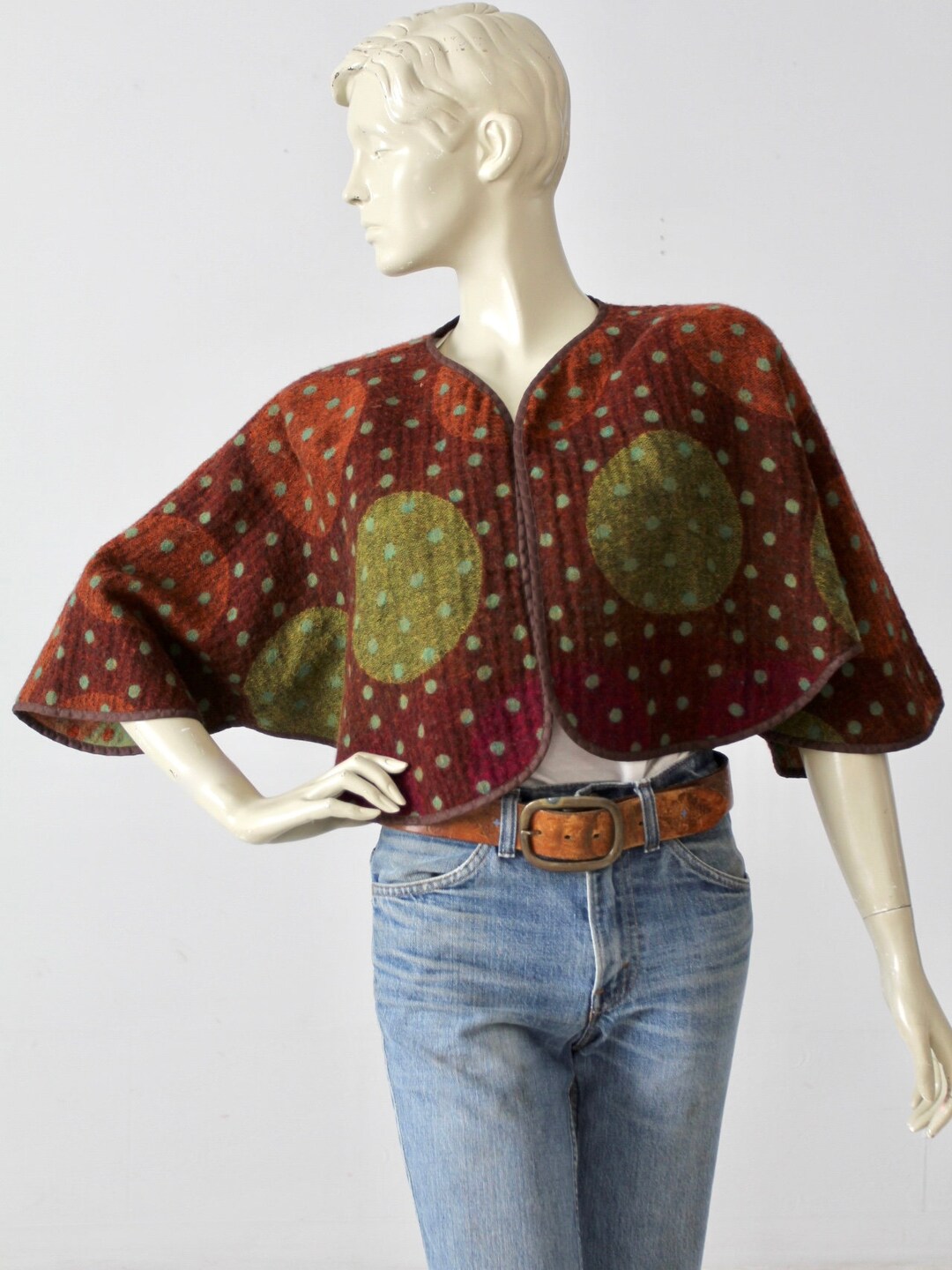 Vintage Wool Crop Jacket, Polka Dot Caplet Cardigan - Etsy