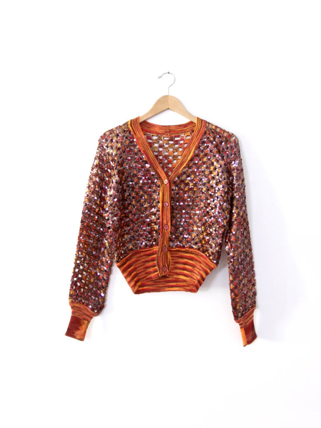 Vintage Italian Sequin Cardigan - Etsy