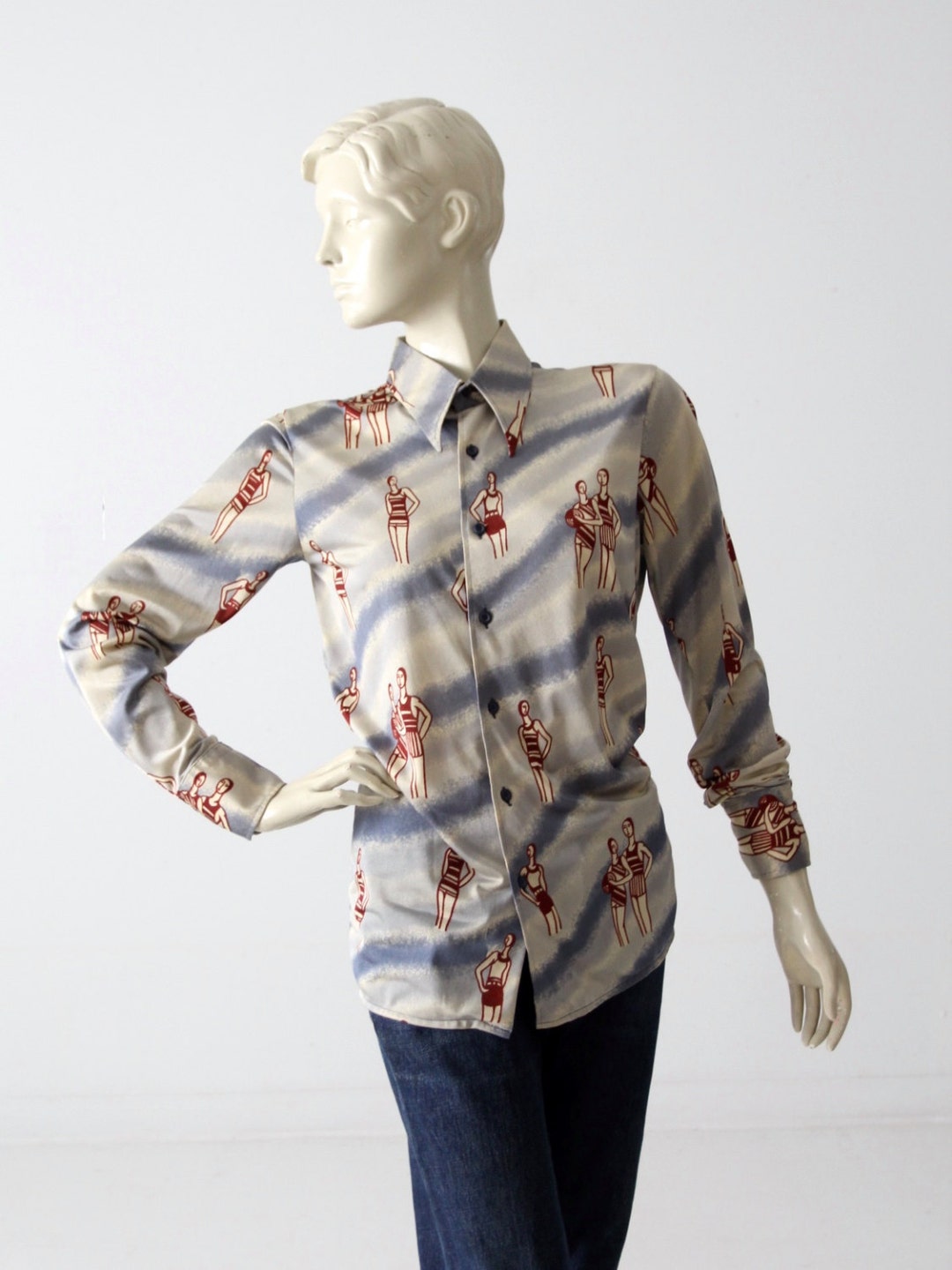 1970s Italian Nylon Shirt, Nik Nik Style Button Down - Etsy