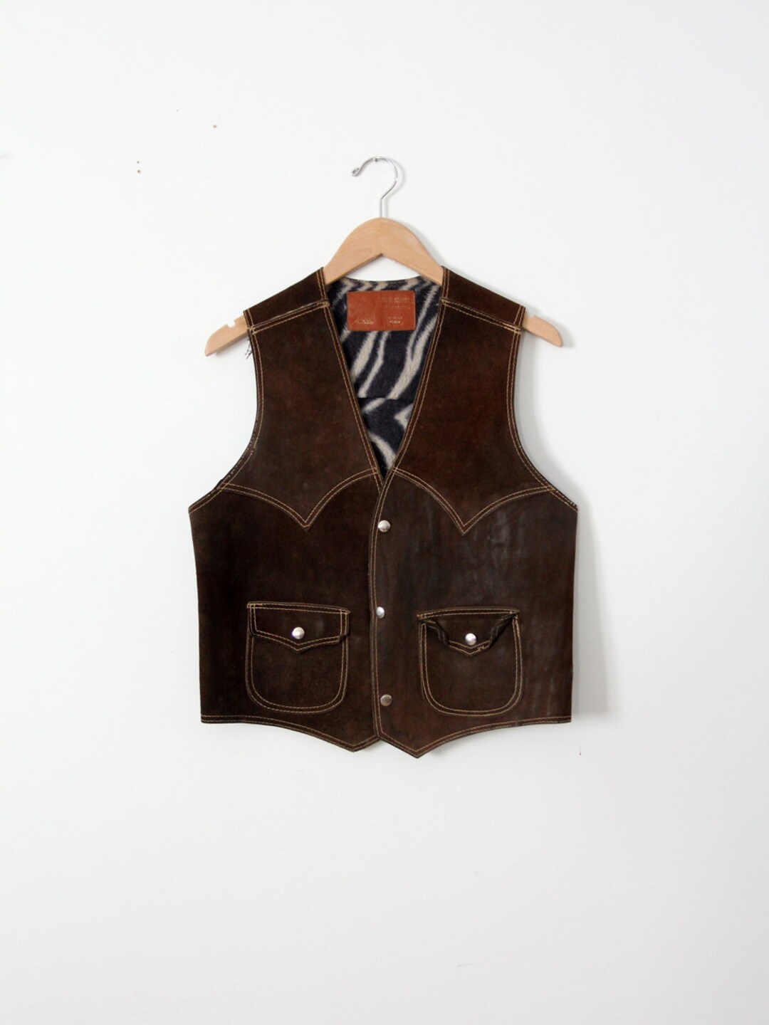 1970s Leather Biker Vest, Vintage Brown Suede Rocker Vest - Etsy