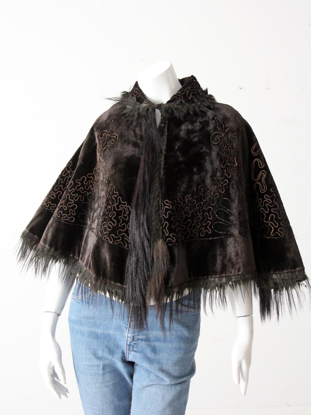 Victorian / Edwardian Velvet Fur Cape - Etsy