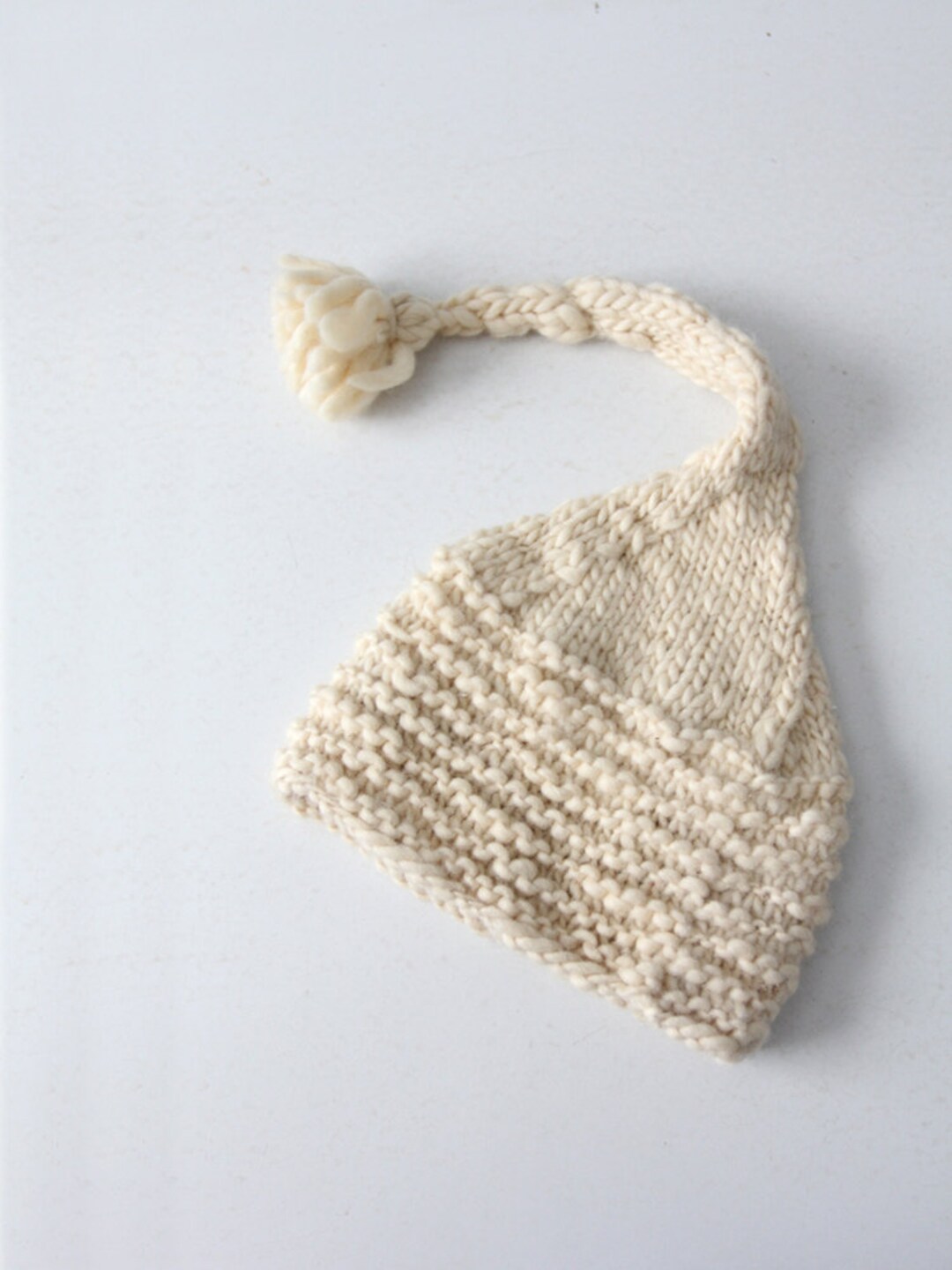 Vintage Ski Hat, Knit Stocking Hat, White Long Tassel Hat - Etsy