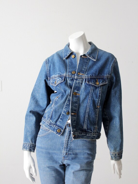 1970s denim jacket, small jean jacket, dark wash denim - Gem