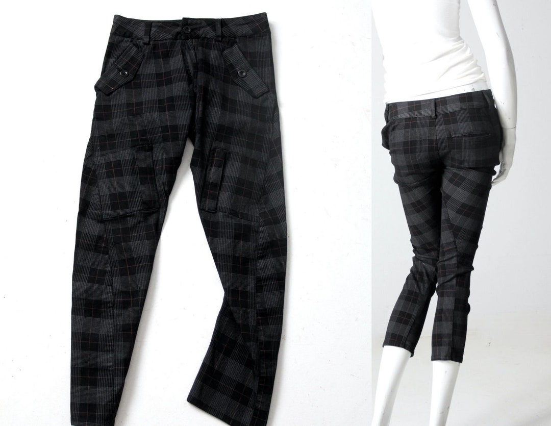 Vintage Plaid Low Rise Crop Pants - Etsy