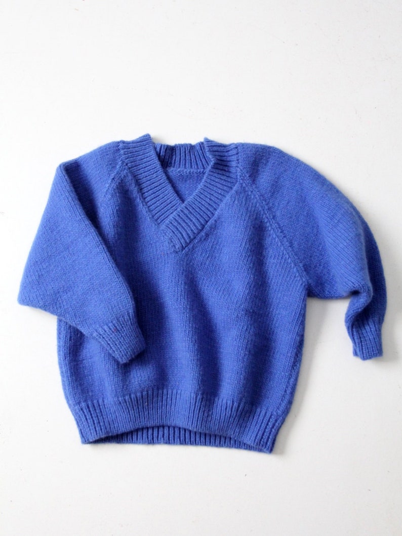 Vintage Thick Blue Hand Knit Pullover Sweater - Etsy