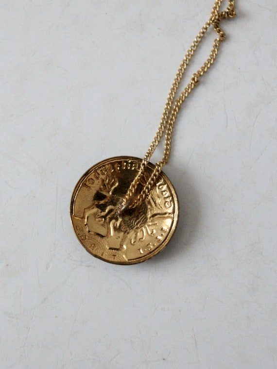 vintage Tirol Griffin button pendant necklace - Gem