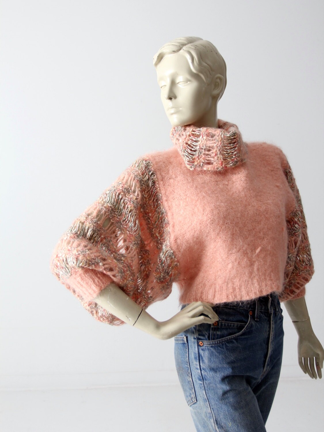 Vintage Big Sleeve Cropped Sweater - Etsy