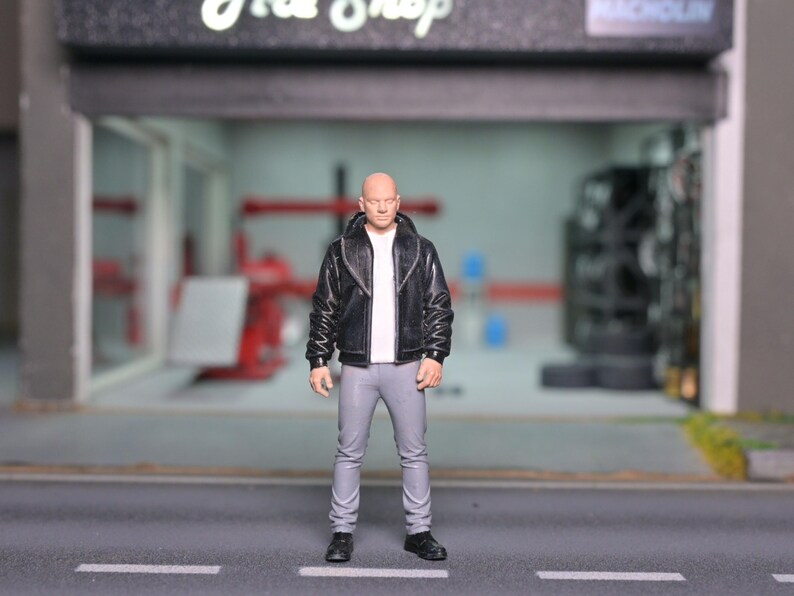 Custom Face Miniature Man in Black Jacket - Personalized Diorama Figure ...