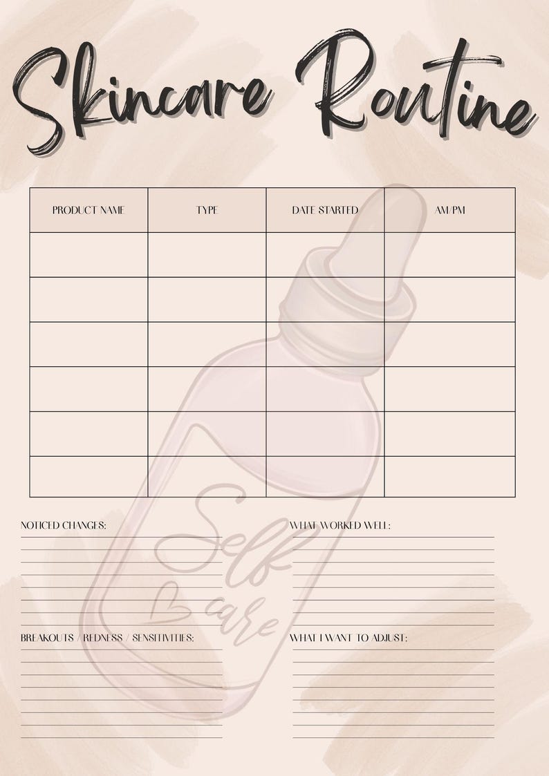 Skincare Planner Printable | Daily Routine Tracker | Self-care Journal ...