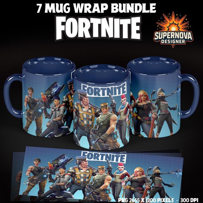 Fort Gaming Sublimation Mug Pack With 07 Designs in 300 DPI PNG Format ...