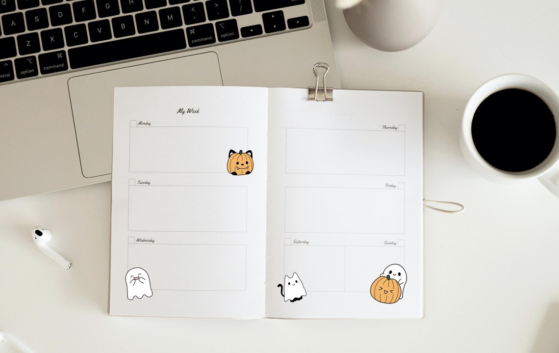 Cute Halloween Clipart Set – 12 Kawaii Ghosts, Pumpkins & Cats | Pastel ...