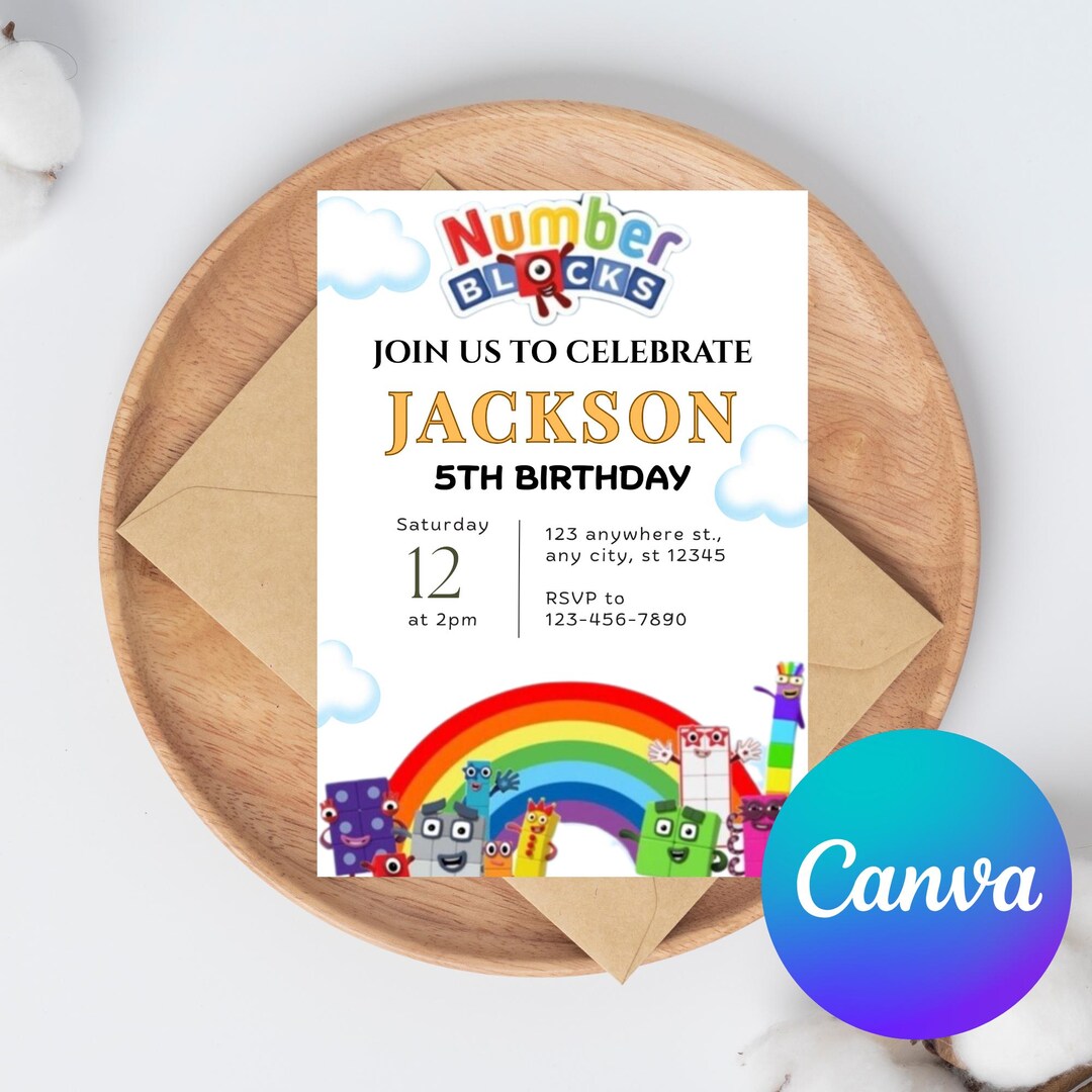 Editable Number Blocks, Birthday Invitation, Printable Birthday Party ...