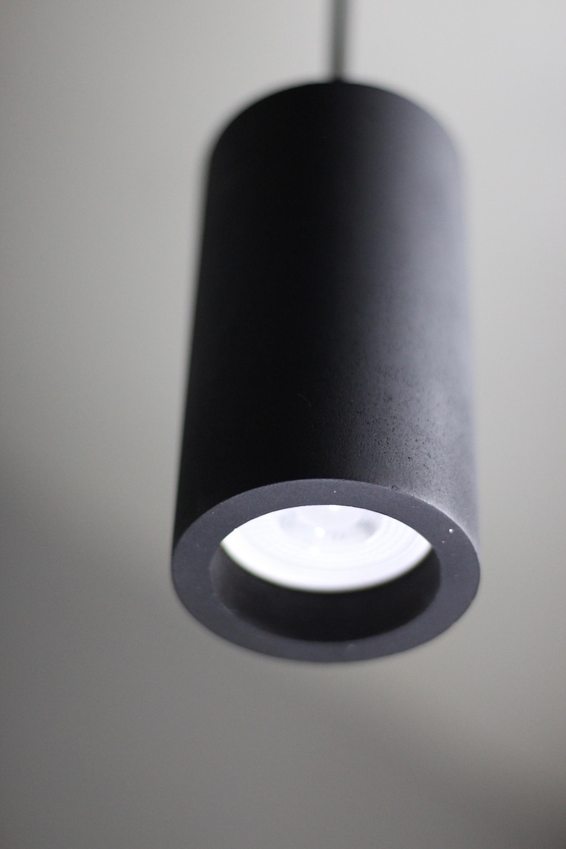 Cylinder Pendant Light, Modern Concrete Hanging Lamp, Minimalist ...