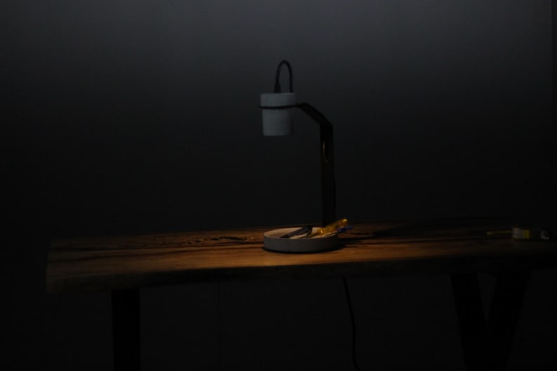 Industrial Concrete Desk Lamp – Minimalist Task Light With Pen Holder ...