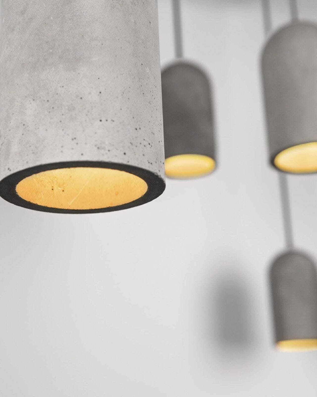 Concrete Pendant Light – Modern Cylinder Hanging Lamp – Industrial ...