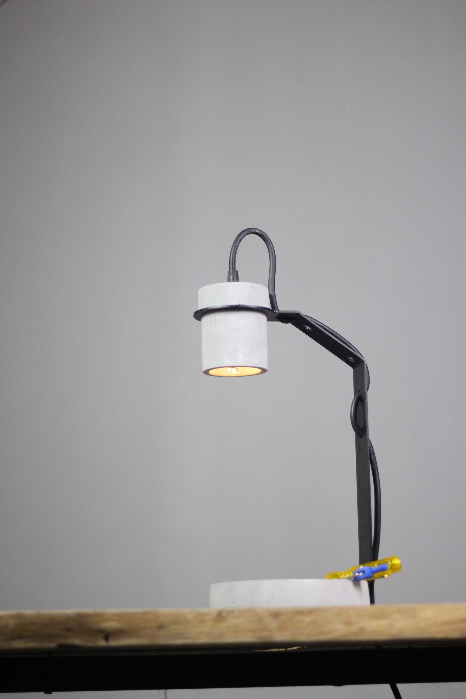 Industrial Concrete Desk Lamp – Minimalist Task Light With Pen Holder ...