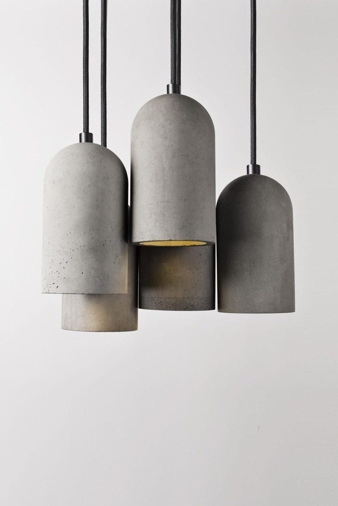 Concrete Pendant Light – Modern Cylinder Hanging Lamp – Industrial ...