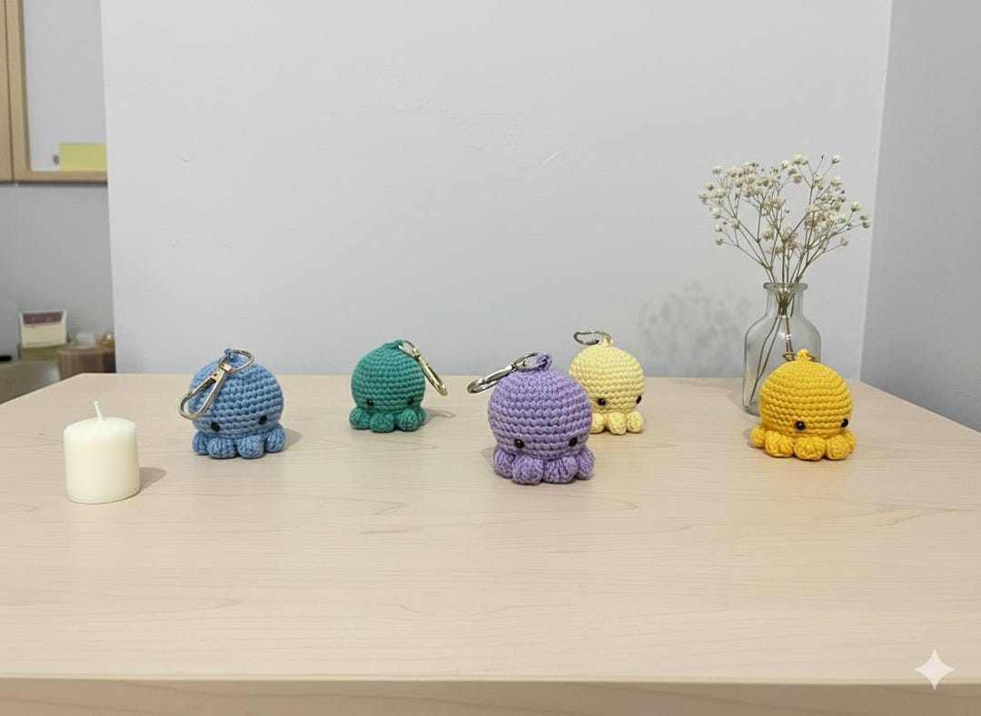 Set of 5 Handmade Crochet Octopus Keychains - Etsy