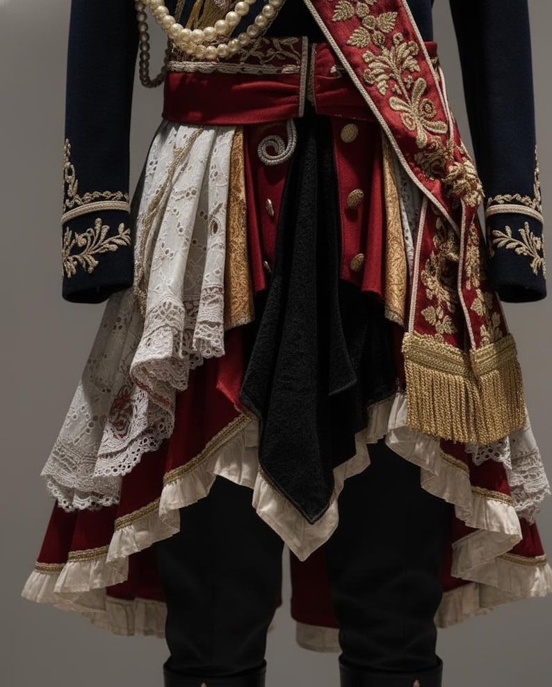 Regal Royal Military Uniform Costume – Embroidered Noble Officer Outfit ...