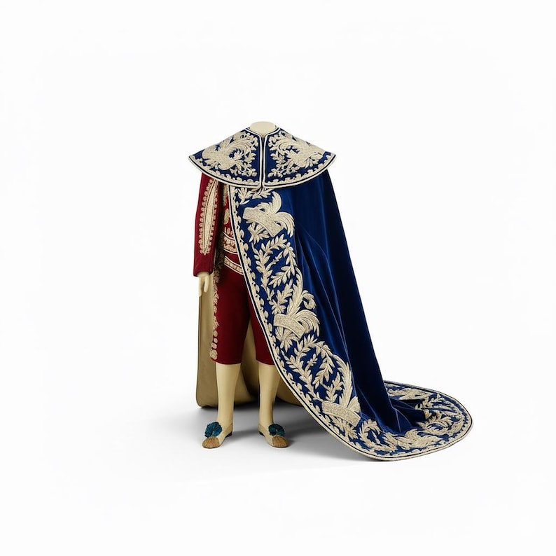 Royal Blue & Maroon Velvet Embroidered Men’s Regal Cloak | Handmade ...