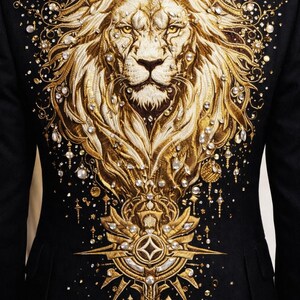 Luxury Men’s Lion Embroidered Suit – Black & Gold 3-piece Tuxedo ...