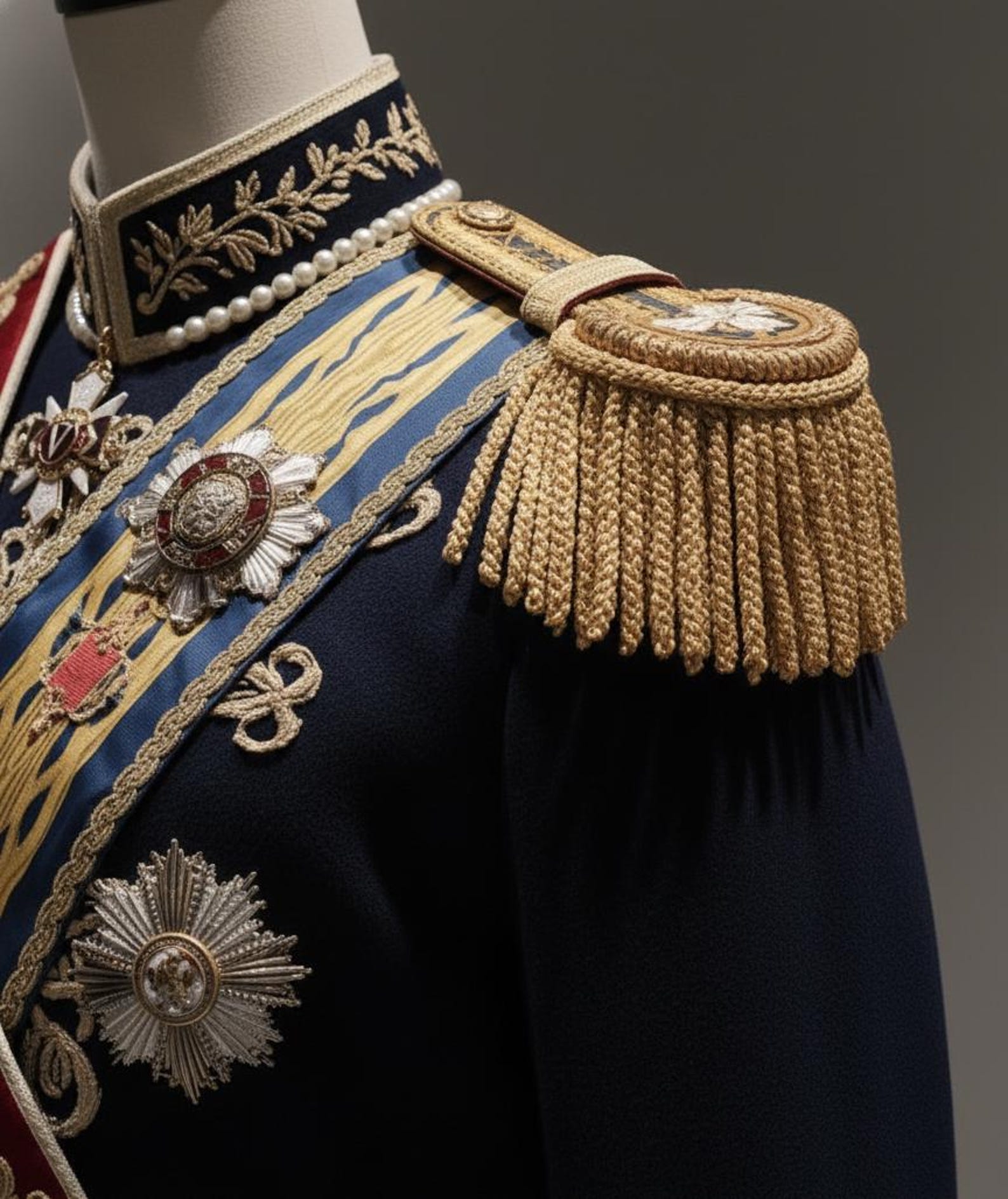 Regal Royal Military Uniform Costume – Embroidered Noble Officer Outfit ...