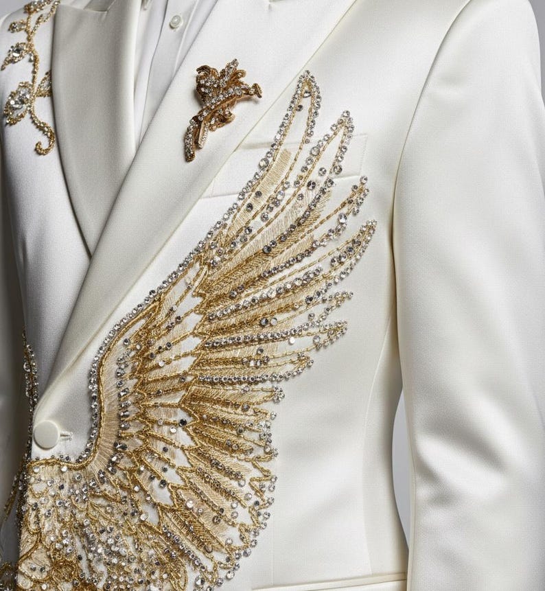 Opulent Ivory Tailcoat Suit With Gold Phoenix Embroidery | Couture Men ...