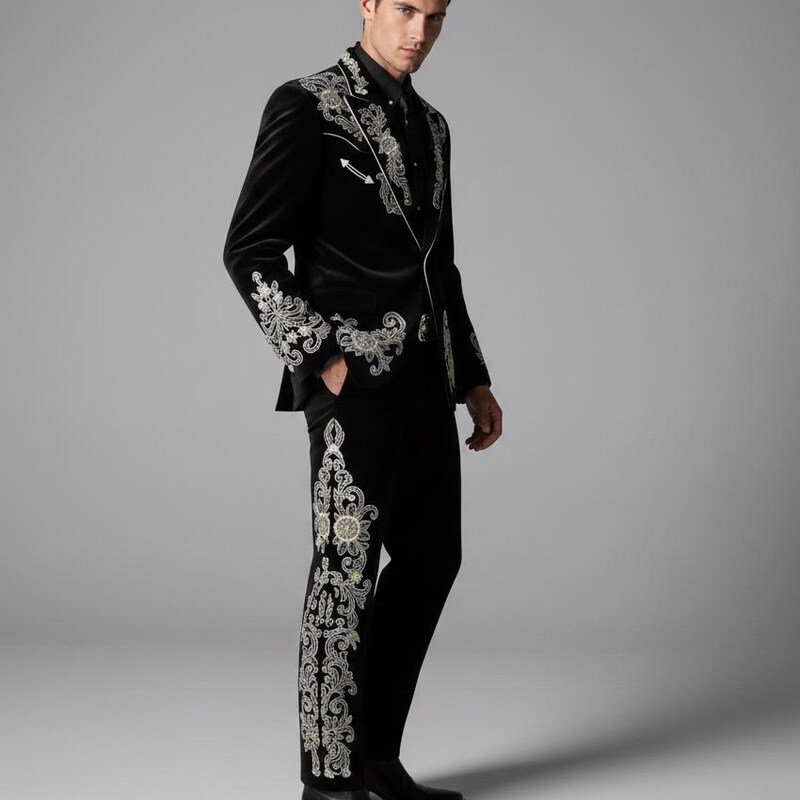 Velvet Western Suit Men - Etsy
